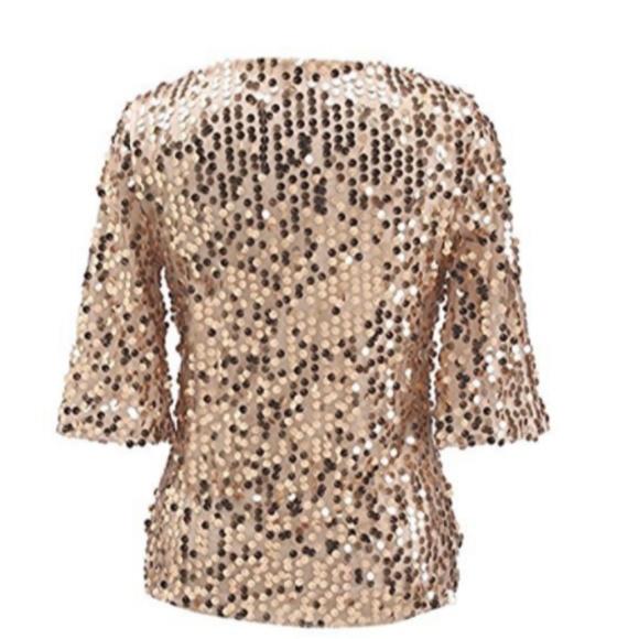 S. the Widow | Tops | Hp Rose Gold Sequin Off Shoulder Top | Poshmark